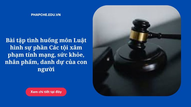 Bài tập tình huống môn Luật hình sự phần Các tội xâm phạm tính mạng sức khỏe nhân phẩm danh dự ...